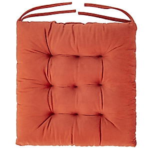 WONDER MIRACLE 4 Pack Seat Cushion/Chair Cushion Pads for Dining Chairs, Office Chair, Floor, Machine Wash & Dryer Friendly (Flannel 16"×16", Carrot)