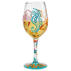 Enesco Designs by Lolita Coastal Artisan Wine Glass, 1 Count (Pack of 1), Multicolor
