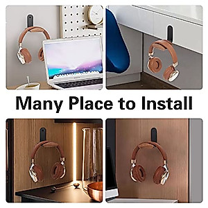 Mt.Jun Wood Headphone Wall Mount Holder, with VHB Adhesive Tape and Screw, Holds 10 lbs (Black & Walnut)