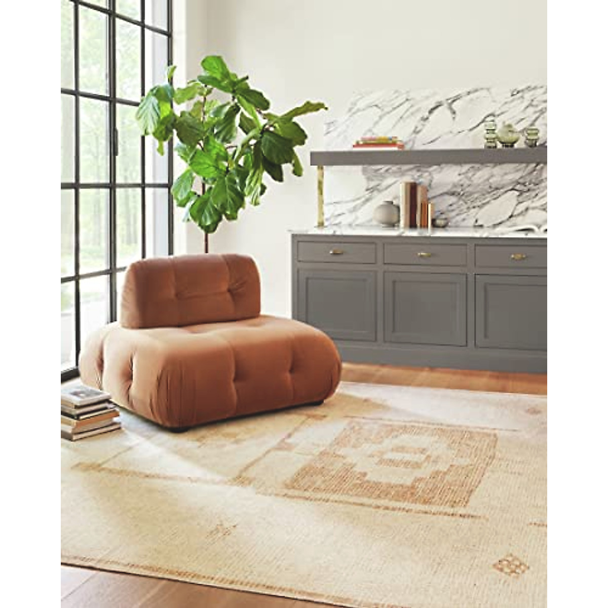 SURYA Becki Owens x Solana Medallion Area Rug, 6'7" x 9', Peach