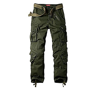 Women's Cotton Casual Military Army Cargo Combat Work Pants with 8 Pocket Army Green US 14