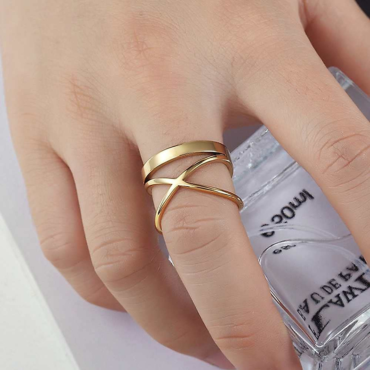 Jude Jewelers Stainless Steel Classical Plain Wrap Style Promise Statement Wedding Ring (Gold, 7)