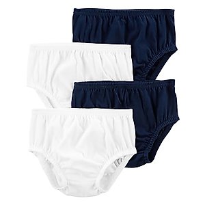 Simple Joys by Carter's Baby Girls' 4-Pack Diaper Covers, Navy/White, 24 Months