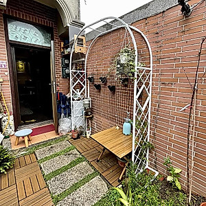 Garden Iron Arch for Climbing Plant, Black Metal Arbor Trellis,140 180 300 260 340cm Wide Steel Frame Archway White, Roses Vines Pergola (Color : White, Size : 102" W x 91" H)