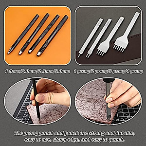 BAGERLA Leather Working Tools, Leather Sewing Kit with Waxed Thread Needle Awl Groover Tracing Wheel Prong Punch Storage Bag Leather Tools Kit Great for Leather Stitching and Leather DIY Crafting