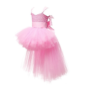 Pink Christmas Tutu Dress for Girls Tulle Dresses Fairy Princess Dress up for Kids Toddler Little Girl Birthday Party Outfit Size 5-6