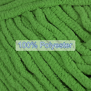 HARFINGTON 1Skein Chenille Yarn Blanket Yarn 100g/3.5oz Gauge #6 Super Bulky Polyester Soft Knitting for Crochet Weaving Bag Scarf Hat, Dark Green