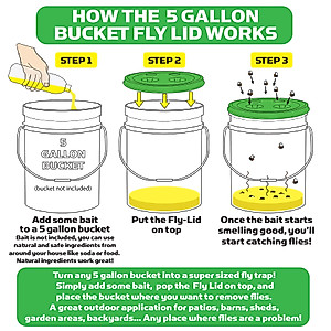 Billy-Bob Fly Lid Combo- Indoor Outdoor Eco Friendly Fly Control Pack - Includes 6 Fly-Lids (3-2 Packs) for Disposable Cups and 2 Fly-Lids for 5 Gallon Buckets