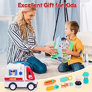 Hekaty Baby Toys for 1 2 3 Year Old Boys Girls Ambulance Car Musical Toy for Toddler 1-3 with Medical&Tools&Light&Sound Early Learning Educational Baby Toys 12-18 Months Kid