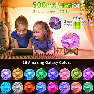 DTOETKD Moon Lamp, Kids Night Light, 16 Colors Galaxy Lamp, 5.91 inch 3D Printing LED Moon Light with Stand, Remote&Touch Control, USB Rechargeable Birthday Christmas Gift for Girls Lover, Home Decor