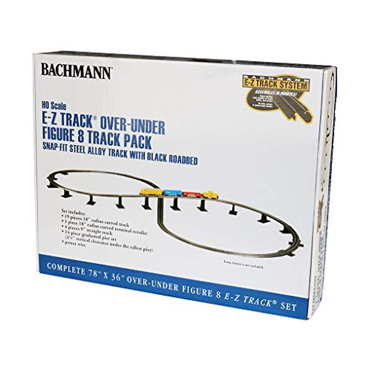 Bachmann Trains Snap-Fit E-Z TRACK E-Z TRACK OVER-UNDER FIGURE 8 TRACK PACK - STEEL ALLOY Rail With Black Roadbed - HO Scale