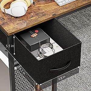 SUPERJARE L Shaped Gaming Desk with LED Lights & Power Outlets, Reversible Computer Desk with Shelves & Drawer, Corner Desk Home Office Desk, Rustic Brown