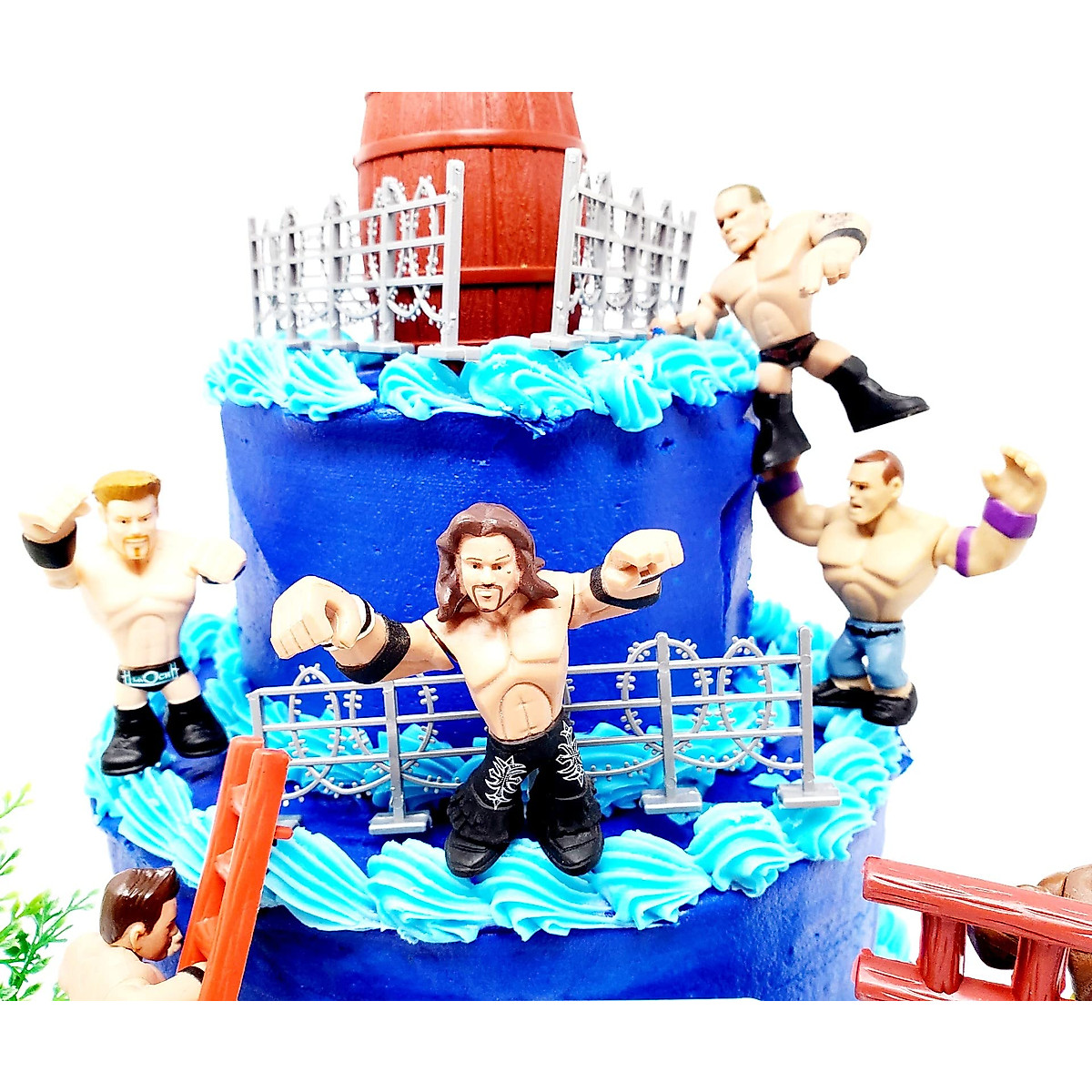 Wrestler Rumblers Wrestling Action Cake Topper With Random Wrestler Figures And Accessories (Unique Design)