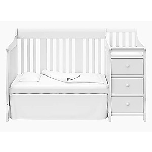 Storkcraft Portofino 5-in-1 Convertible Crib and Changer (White) – Changing Table Combo with Drawer, Converts to Toddler Bed, Daybed Full-Size Storage Drawer