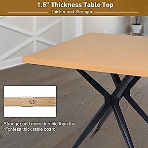 LUCKYERMORE Small Square Dining Room Table for 2-4,Wood Kitchen Table 1.5" Thickness;W/Solid Metal Legs Leisure Coffee Table for Living Room Cafe Bar Balcony Home, Easy-Assembly
