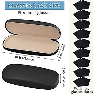 Flutesan 9 Pack Hard Shell Eyeglasses Cases Sunglasses Case Eyeglass Case Glasses Case with Eyeglass Cloth for Men Women