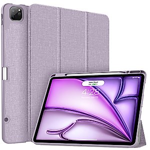 Soke Case for iPad Air 13 Inch M3/M2（2025/2024 & iPad Pro 12.9 Inch 6th/5th (2022/2021) with Pencil Holder - [Full Body Protection + Auto Wake/Sleep],Soft TPU Back Cover, Violet