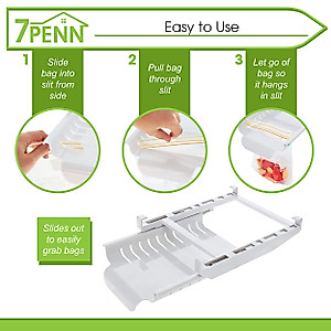 7Penn Fridge Zip Bag Hanging Rack Adjustable Fridge Drawer - 10 Slot Refrigerator Rack Side Hanging Rack with 40 Bags