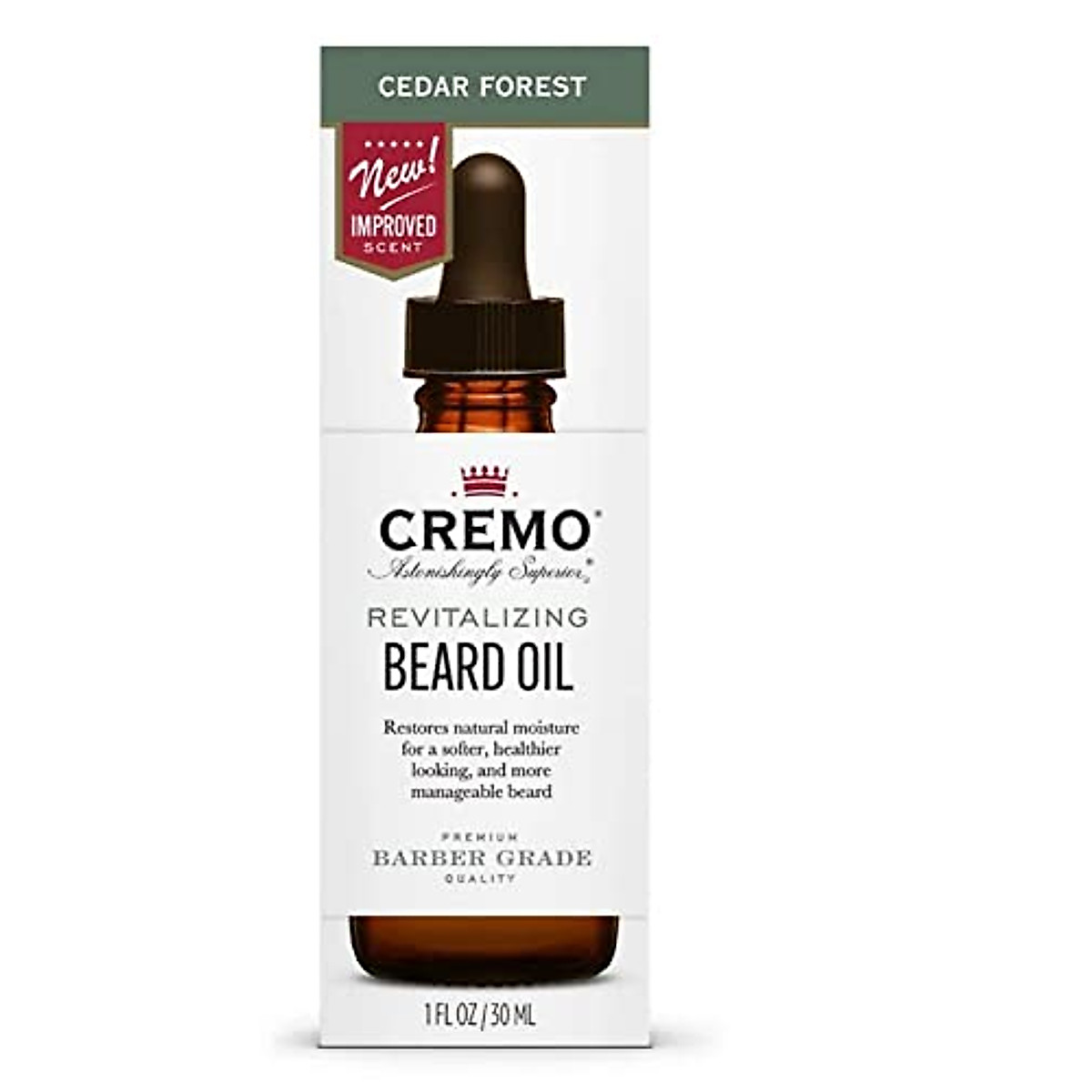 Cremo Beard Oil, Revitalizing Cedar Forest, 1 fl oz - Restore Natural Moisture and Soften Your Beard To Help Relieve Beard Itch
