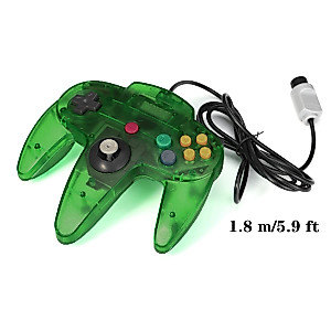 ZeroStory Classic N64 Controller, Wired N64 Controller Joystick with 5.9 Ft N64 AV Cable for N64 Video Game Console (Transparent Blue and Transparent Purple)