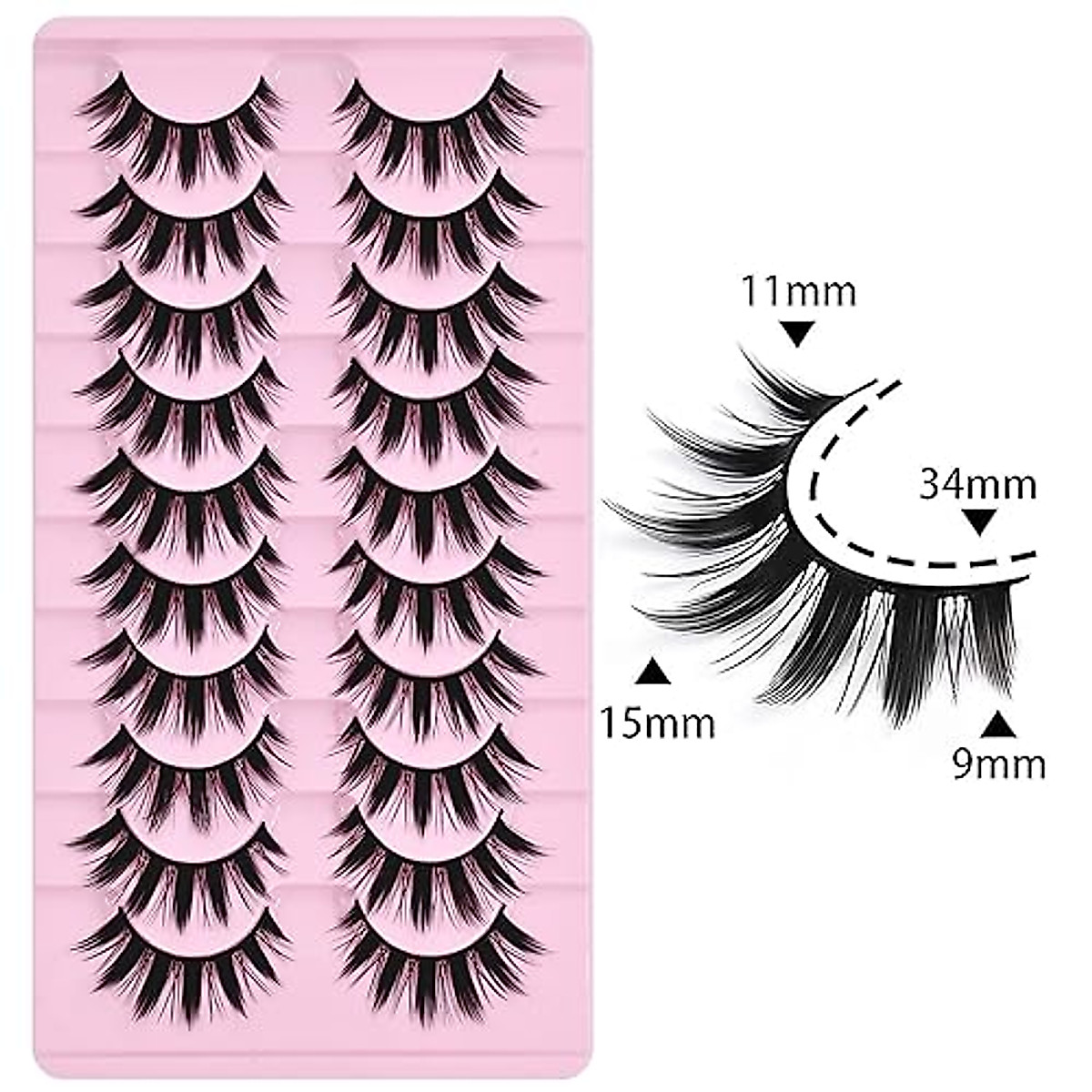 10 Pairs Anime Cosplay Lashes Spiky Manga Style Lashes Janpanese 16mm Extension Natural Manhua Doll Eye Lashes Halloween/Party Makeup Look by AUGENLI (A3)