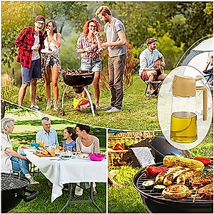 BSTKEY 17oz Olive Oil Dispenser Bottle for Kitchen, 2 in 1 Oil Dispenser and Oil Sprayer for Cooking, Oil and Vinegar Dispenser for Air Fryer BBQ Salad Baking Roasting, Orange