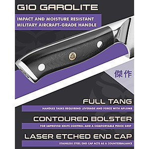 KESSAKU Santoku Knife - 7 inch - Damascus Dynasty Series - Razor Sharp Kitchen Knife - Forged 67-Layer Japanese AUS-10V High Carbon Stainless Steel - G10 Garolite Handle with Blade Guard