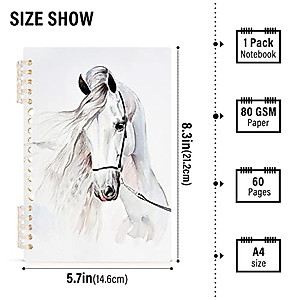 senya Spiral Notebook Ruled 2 Pcs, White Horse Journals for Study and Notes 60 Pages with Durable Hardcover