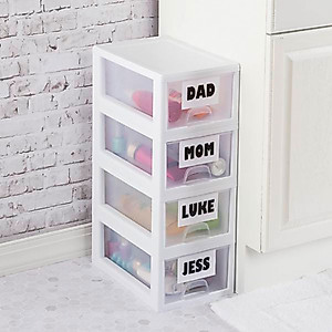 Sterilite 24-Pack Plastic Storage Drawers, Stackable Drawer Organizer Bins, Clear, 6 Qt