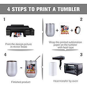 BetterSub 6 Pack Sublimation Glitter Silver Tumblers 12oz Double Wall Insulated Sublimation Blanks Tumblers, Stainless Steel Sublimation Cups with Lid, Metal Straw, Brush, Display Box
