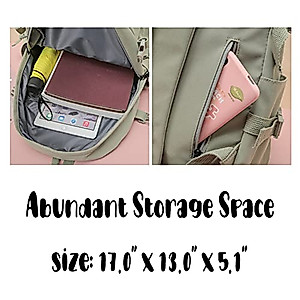 KOVPIFB Kawaii Backpack Aesthetic School Bags for Teen Girls Bookbag with Cute Plush Pendants Large Capacity Laptop Bag Blue