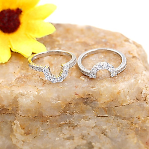 Uloveido Womens 925 Sterling Silver CZ Pave Ring Guard Enhancer for Oval Solitaire Rings Wedding Engagement Set Y2470 (Size 7)