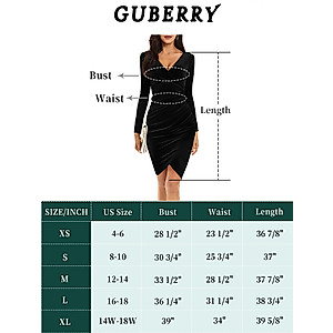 GUBERRY Womens Sexy Cocktail Bodycon Dress for Wedding Guest Elegant Long Sleeve Mini Reception Homecoming Dresses(Dark Navy,Medium)