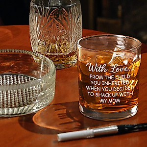 Modwnfy Gift for Dad Stepdad, Funny Stepfather Whiskey Glass, Dad Old Fashioned Glass for Father’s Day Birthday Christmas, Step-Dad Scotch Glass from Stepdaughter Stepson, With Love from The Child