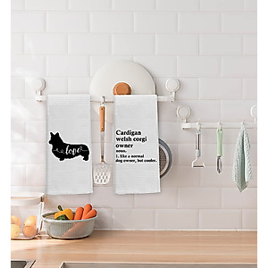 Cardigan Welsh Corgi Owner Definition Funny Dog Kitchen Towels Bath Towels,16x24 Inch Set Of 2 Soft And Absorbent Funny Dog Hand Towels Tea Towels Dish Towels Sets,Dog Lovers Dog Mom Girls Women Gifts