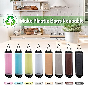SWISSELITE Plastic Bag Holder, Wall Mount Shopping Bag Organizer, Reusable Mesh Hanging Grocery Bags Storage Dispensers