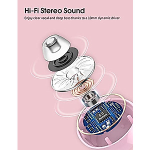 taopod Bluetooth Headphones, Wireless Earbuds with Charging Case, Hi-Fi Stereo Sound, IPX7 Waterproof, CVC8.0 Wireless Headphones with Mic, Comfort Fit, 36H Playtime for Sports Home Office