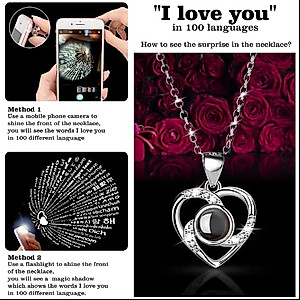 digi marker Preserved Rose Moss Bear with 100 I Love You Necklace Stocking Stuffers Gifts for Women Girlfriend Wife Mom Grandma Christmas Valentines Mothers Day Birthday Anniversary