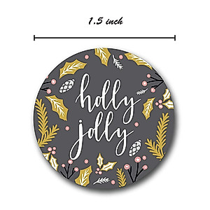 Grey Mustard Pink Christmas Stickers / 500 Modern Holiday Labels / 1.5" Winter Envelope Seals / 8 Alternating Festive Designs/Made in The USA