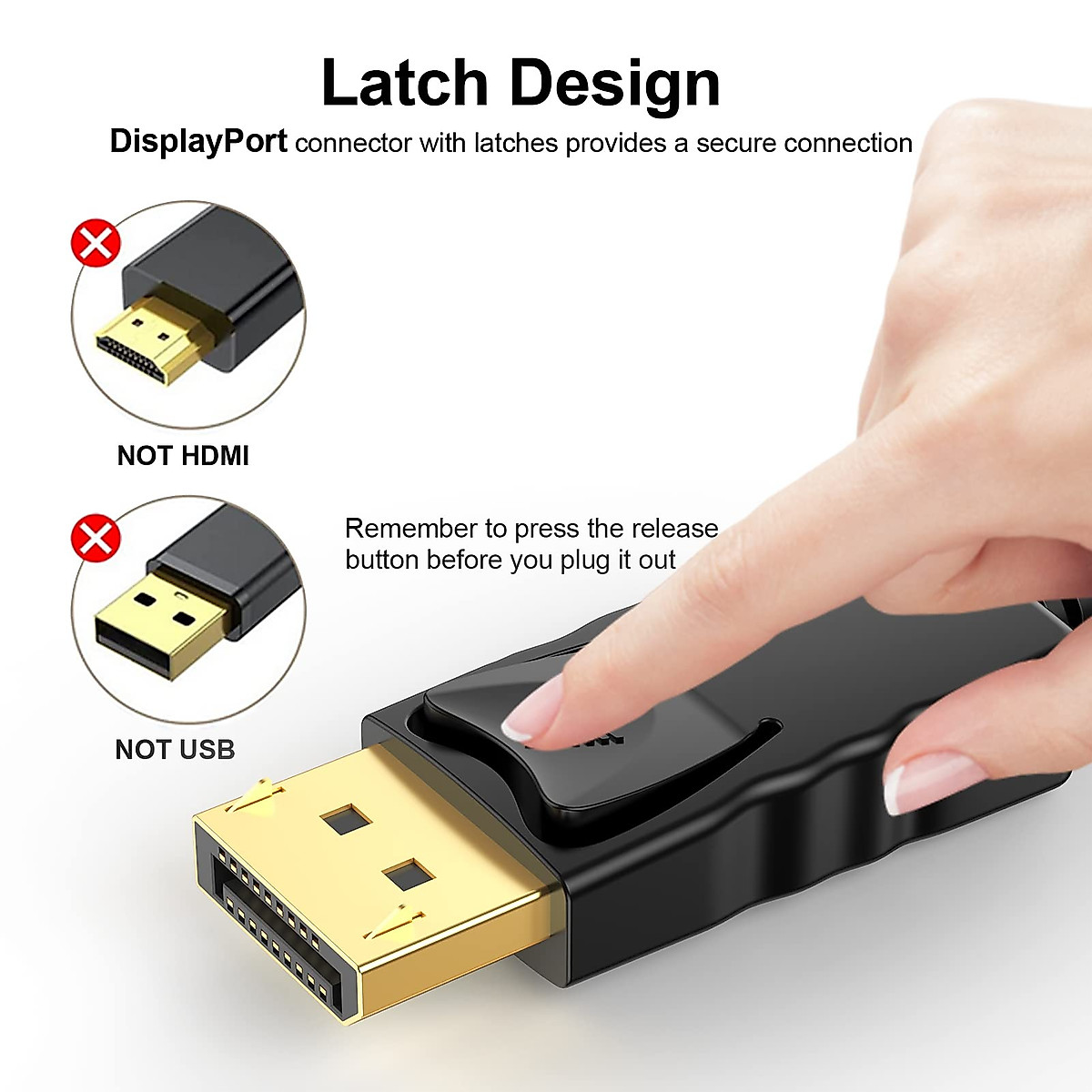 DisplayPort to VGA Cable 6 Ft, 2-Pack Display Port DP to VGA Adapter Cord Male to Male HD Video 1080P for Computer, Monitor, TV, Projector