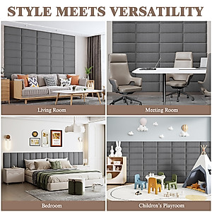 Amoveo Queen Headboard, Wall Mounted Peel and Stick Headboard, Upholstered Fabric Tufted Headboard for Queen Size, Soundproof Wall Panels, DIY Headboard Panels for Bedroom Modern(9 Panels, 10"x24")