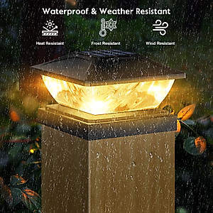Solar Post Cap Lights Outdoor - 8 Pack 2 Modes Solar Fence Post Lights for 4x4 4.5x4.5 5x5 Wooden Vinyl Posts, Waterproof Solar Powered Deck Lights for Front Porch Patio Decor, Warm White & Cool White