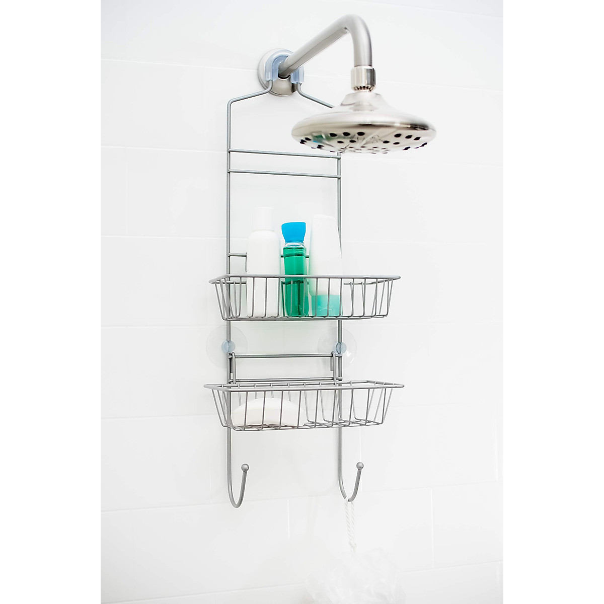 LDR Industries L-Shaped Shower Arm Extension, 12-Inch Length, Great for Rainfall and Adjustable Showerheads, Brushed Nickel Finish