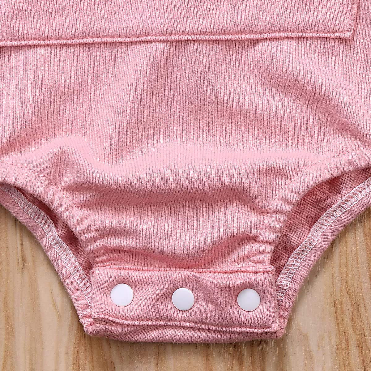 Newborn Baby Boys Girls Bunny Hooded One Piece Romper Easter Rabbit Ears Long Sleeves Jumpsuit with Pocket (Pink, 6-12m)