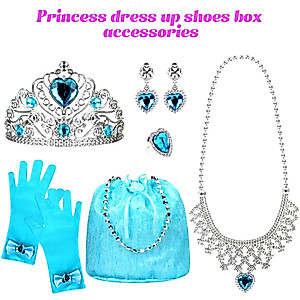 Princess Dress Up Shoes Set, Girls Role Play Dress Up Toys, Toddler Pretend Jewelry Boutique Kit Gift Set for Little Girls Aged 3-6 Years Old, 4 Pairs of Shoes Kit Include Princess Accessories