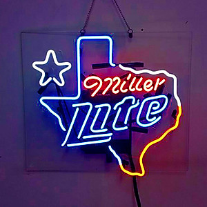 Queen Sense 17" Millers Lite Texas Neon Sign Acrylic Beer Cave Gift Artwork Decor Neon Light WG67