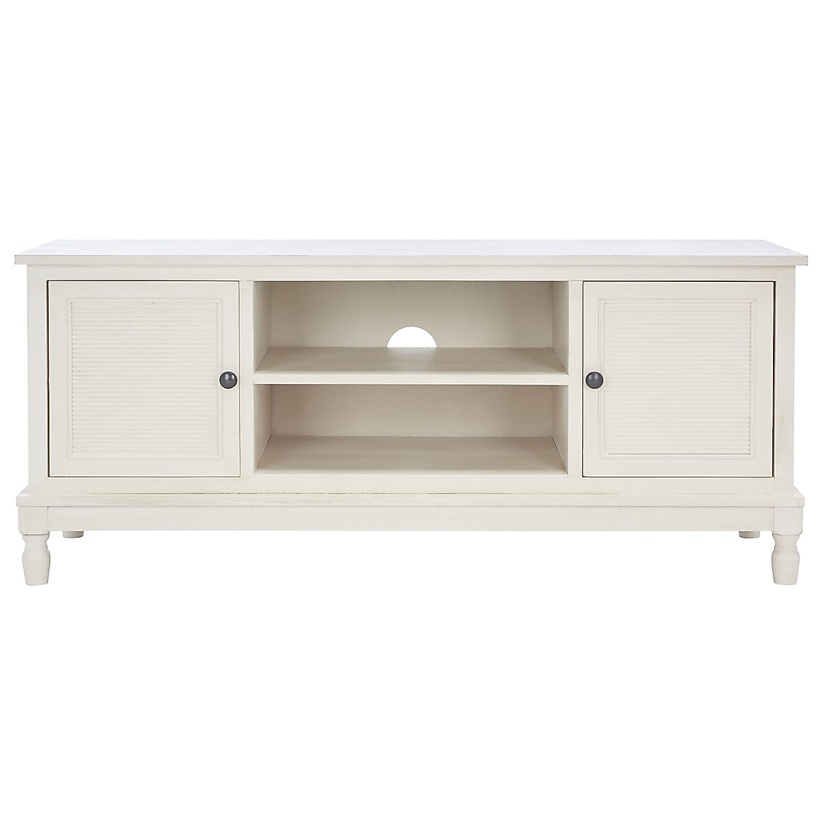 SAFAVIEH Home Collection Ryder Distressed White 2-Door 1-Shelf Entertainment Media Stand up to 55" Flatscreen TV