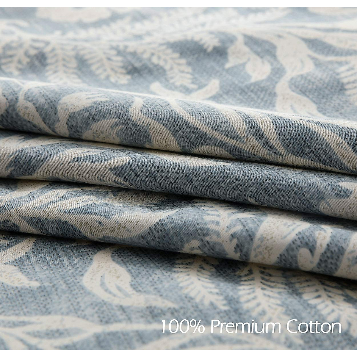 SLEEPBELLA Duvet Cover Twin Size, 600 Thread Count Cotton Beige & Bluish Grey Printed with Luxurious Leaves Pattern Reversible Botanical Comforter Cover Sets, Bedding Set 2Pcs (Twin, Beige Paisley)