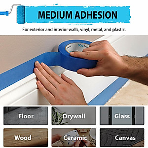 360Tronics Blue Painters Tape Multi-Surface 2 Inch x 60 Yards, Professional Painters Choice Masking Tape, Residue Free Paint Tape Rolls for Protects Surfaces, Spray Paint, 1-Pack