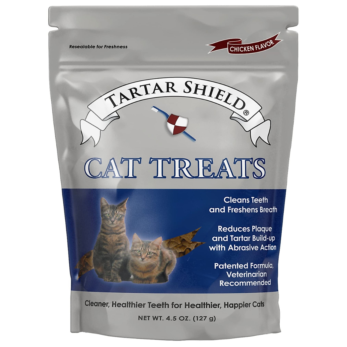 Tartar Shield Cat Treats | Daily Dental Treats | Cleans Teeth & Gums Fresh Breath Natural Oral Health Support | Wholesome & All-Natural Bites | USA Made | Tasty Chicken Flavor